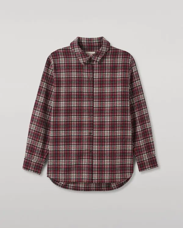 Johnstons Of Elgin Clanla Plaid Overhirt - Red