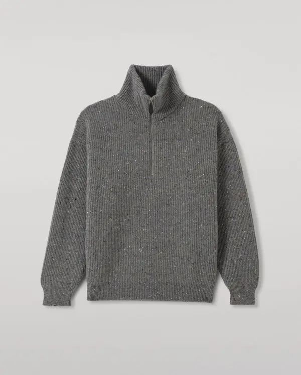 Johnstons Of Elgin Kinnaird Half Zip Donegal Cashere Juper