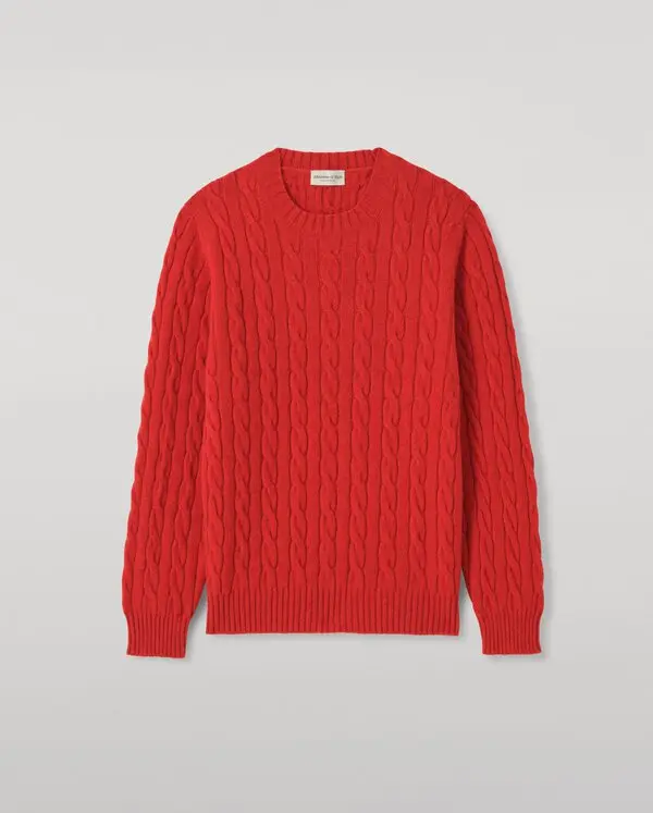 Johnstons Of Elgin Calder Cable Cahmere Jumper - Red