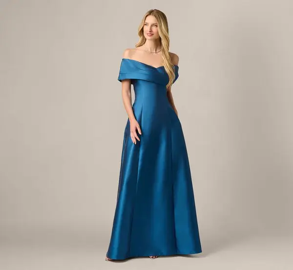 Adrianna Papell Surplice Bodice Gown - Twilight River
