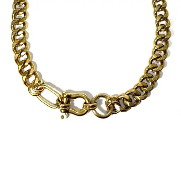 Rachel Nathan Shackle Trio Necklace - Gold