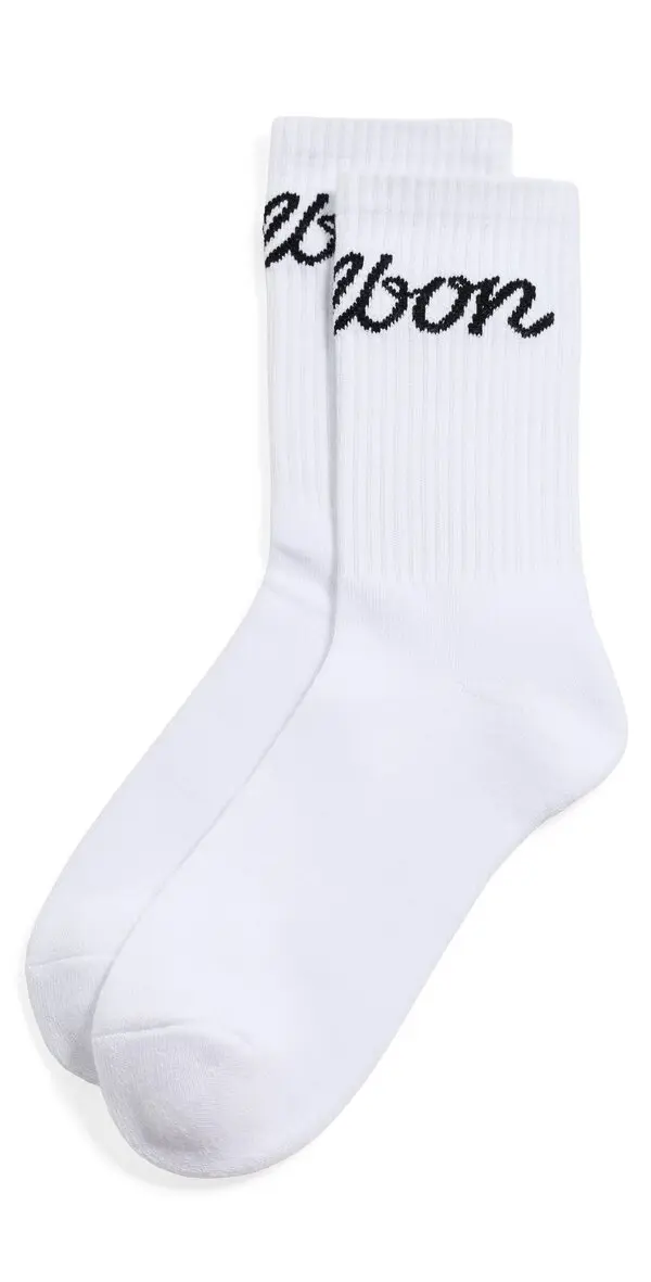 MALBON Bon Script Crew Socks - White