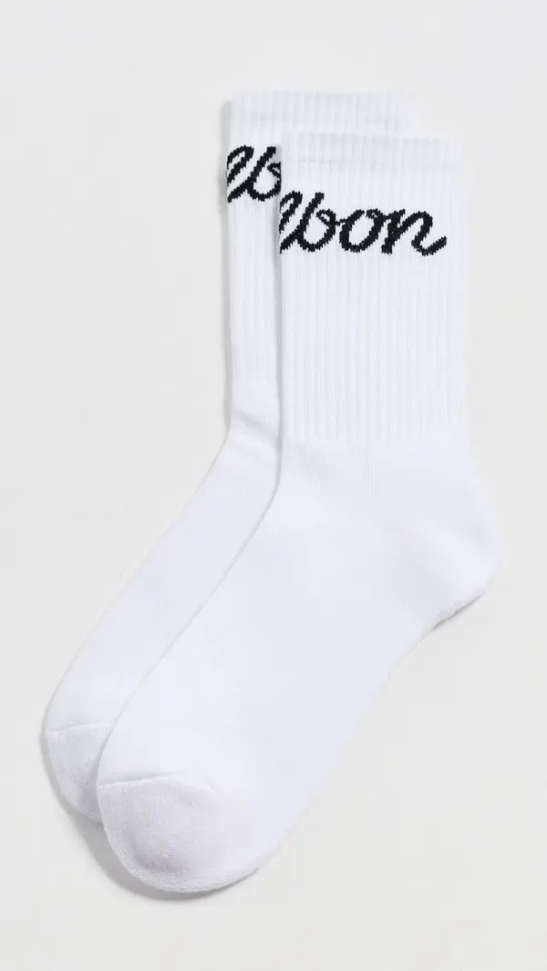 MALBON Bon Script Crew Socks - White