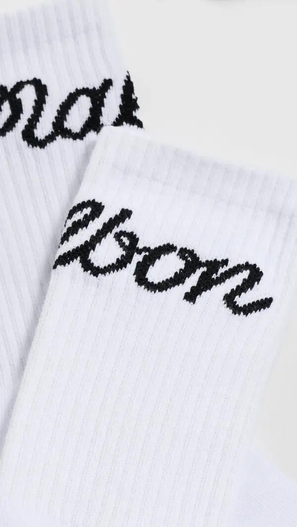 MALBON Bon Script Crew Socks - White