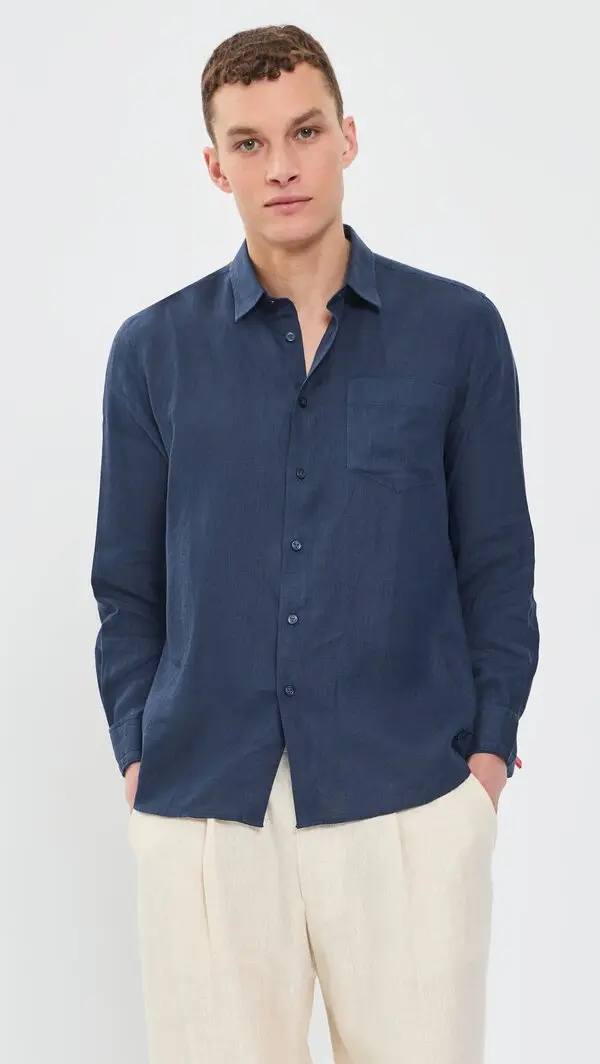 Vilebrequin Caroubis Linen Shirt - Bleu Marine