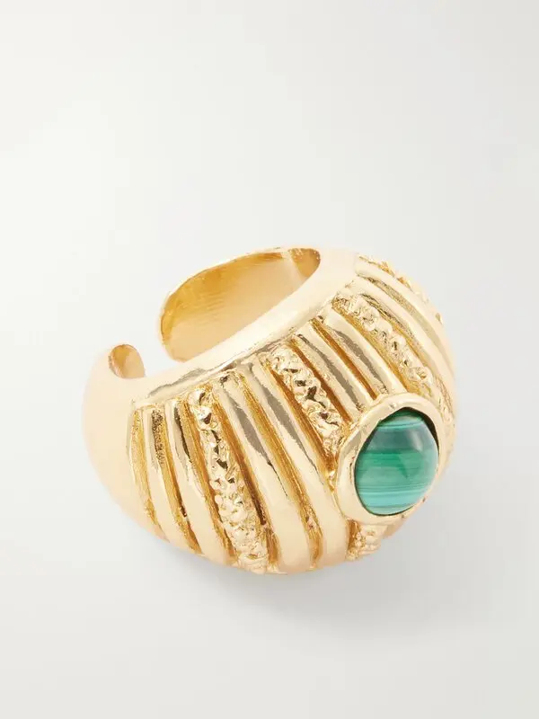 PAOLA SIGHINOLFI 18-karat -plated Pewter And Onyx Ring - Gold