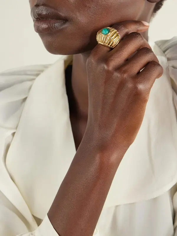 PAOLA SIGHINOLFI 18-karat -plated Pewter And Onyx Ring
