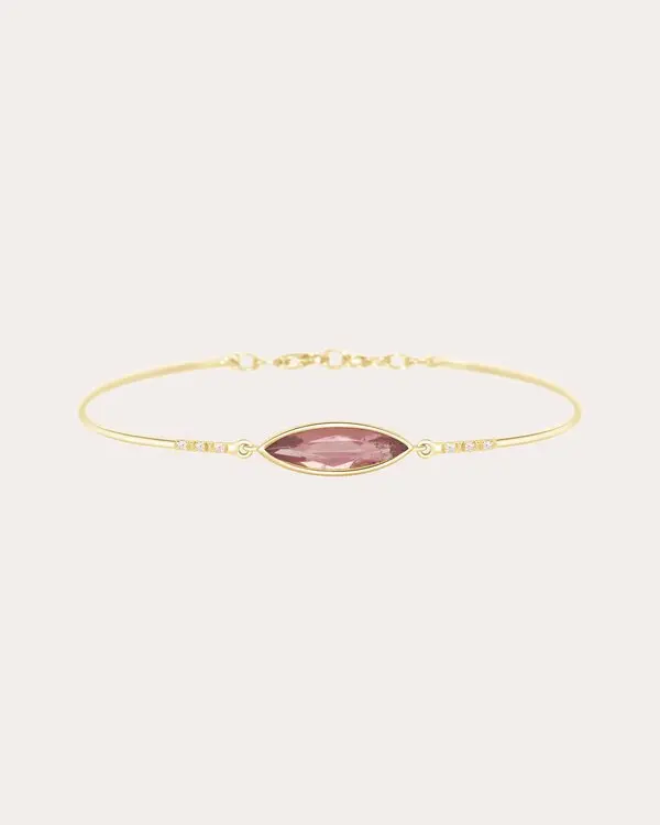 YI COLLECTION Diamond & Tourmaline Marquise Bangle - Pink