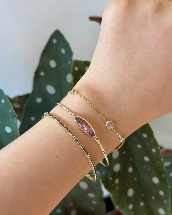 YI COLLECTION Diamond & Tourmaline Marquise Bangle