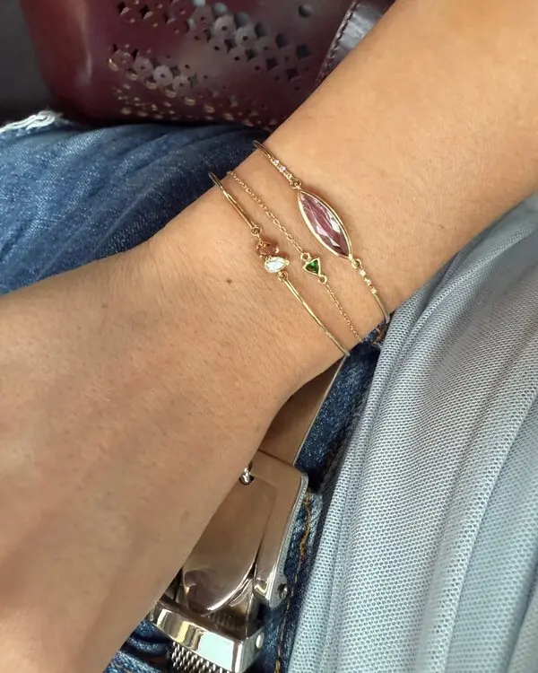 YI COLLECTION Diamond & Tourmaline Marquise Bangle