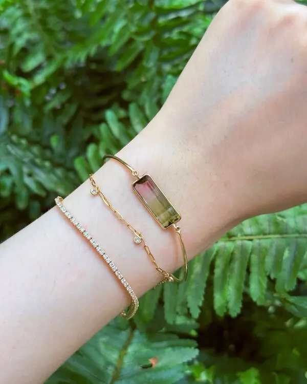 YI COLLECTION Watermelon Tourmaline Supreme Bar Bangle