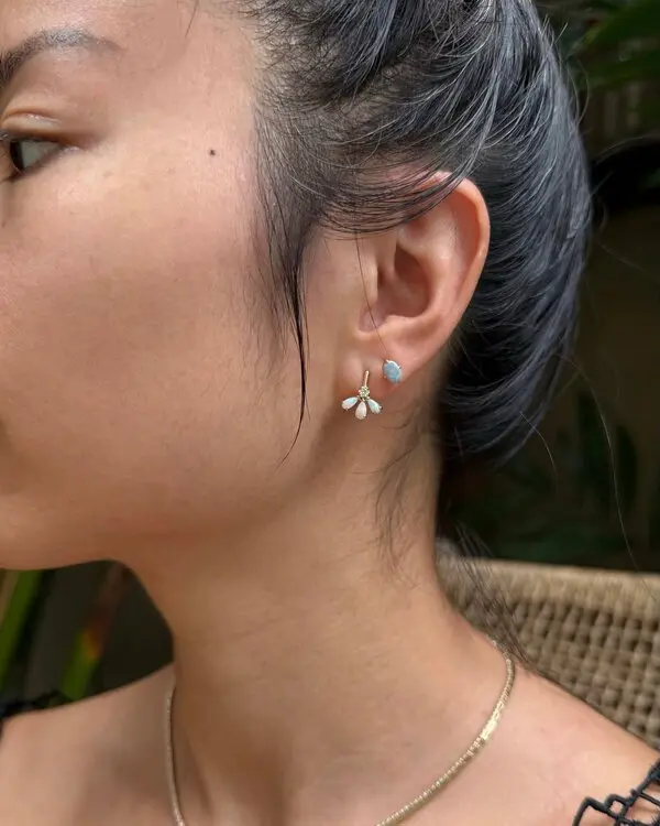 YI COLLECTION Opal & Diamond Fauna Stud Earrings