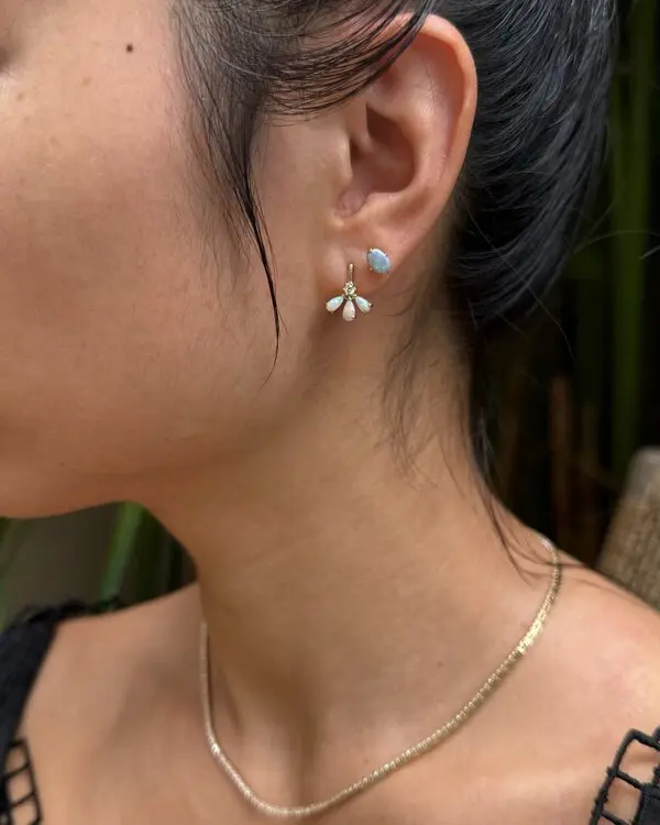 YI COLLECTION Opal & Diamond Fauna Stud Earrings