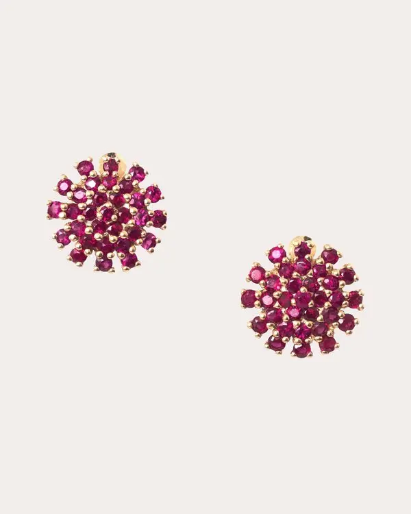 YI COLLECTION Ruby Flower Stud Earrings
