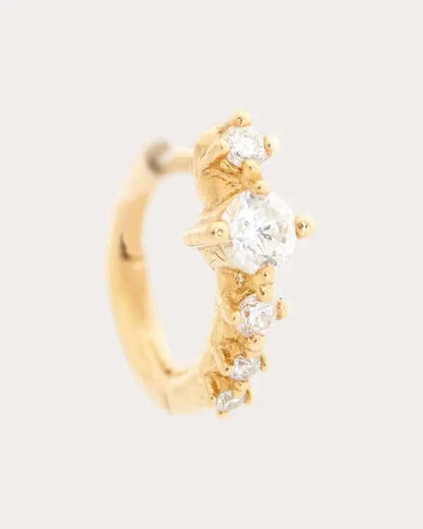 YI COLLECTION Diamond & 14k Starburst Hoop Earring