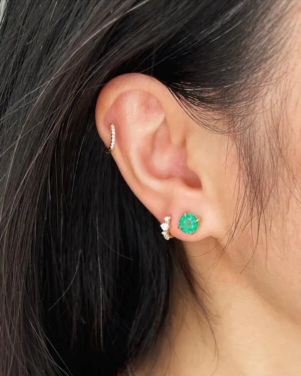 YI COLLECTION Diamond & 14k Starburst Hoop Earring
