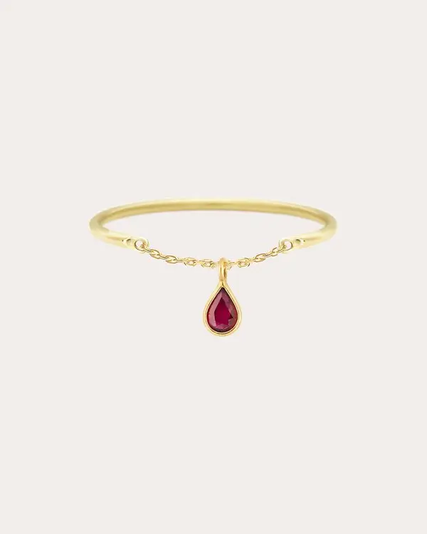 YI COLLECTION Ruby & 14k Gold Half-chain Drop Ring
