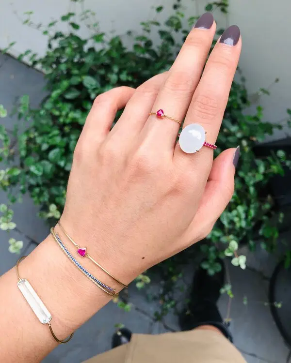 YI COLLECTION Jadeite & Ruby Globe Ring