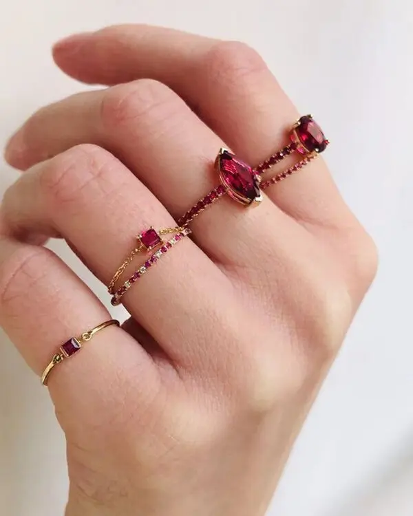 YI COLLECTION Ruby & Diamond Candy Stripe Infinite Ring