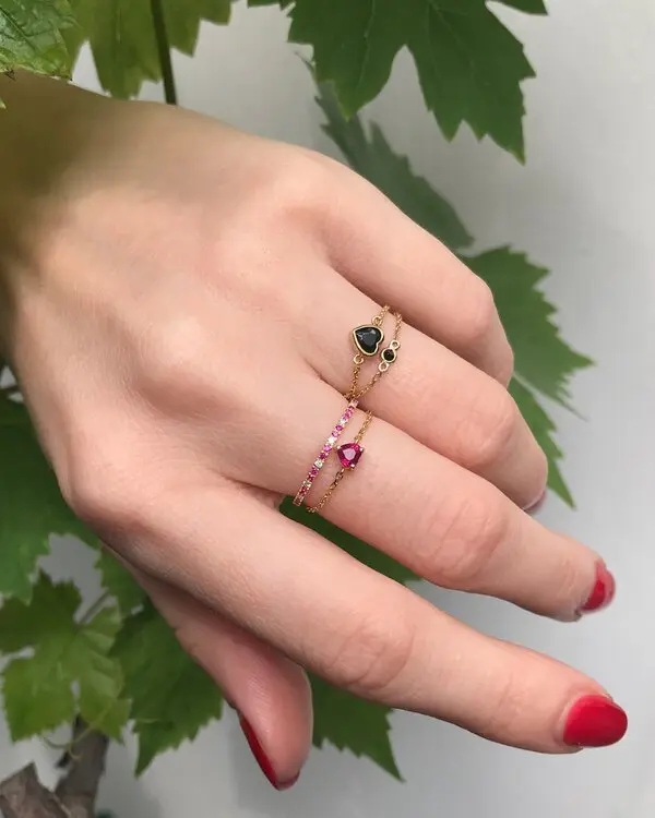 YI COLLECTION Ruby & Diamond Candy Stripe Infinite Ring