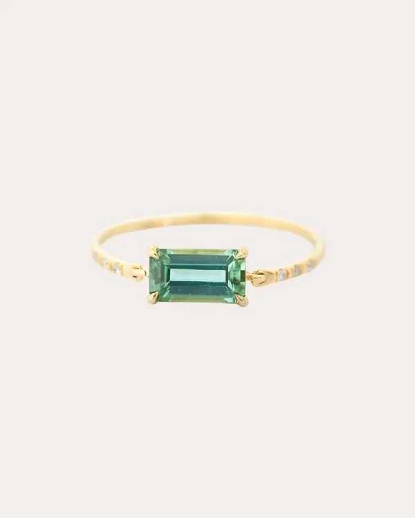 YI COLLECTION Diamond & Mint Tourmaline Petite Circle Ring