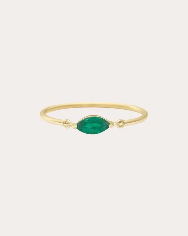 YI COLLECTION Emerald Marquise Petite Circle Ring