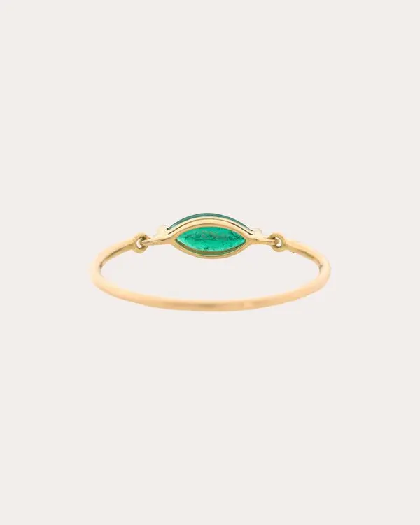 YI COLLECTION Emerald Marquise Petite Circle Ring