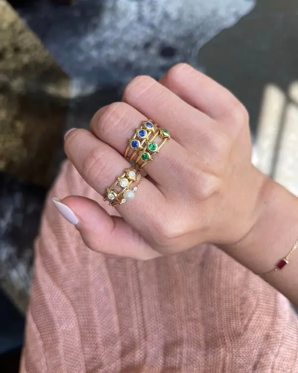 YI COLLECTION Sapphire & 18k Gold Orbit Ring