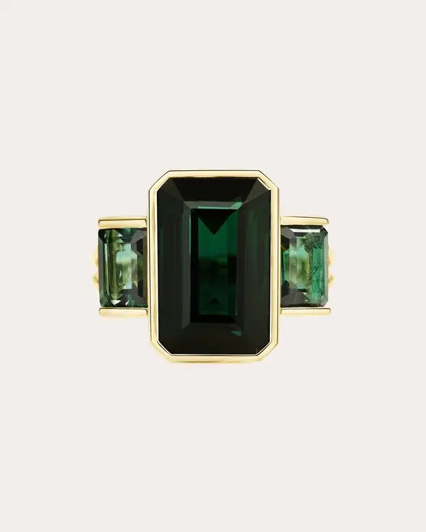 YI COLLECTION Tourmaline & 18k Gold Supreme Bar Ring