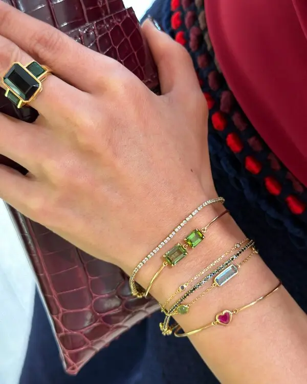 YI COLLECTION Tourmaline & 18k Gold Supreme Bar Ring