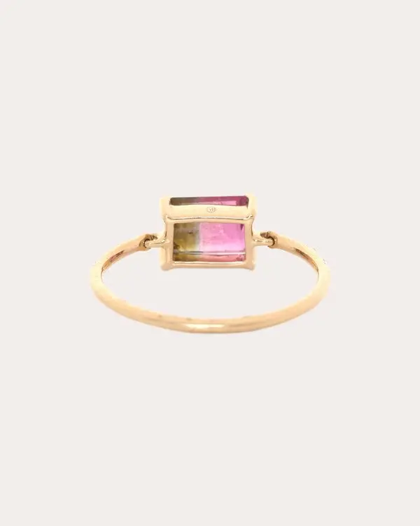 YI COLLECTION Diamond & Watermelon Tourmaline Petite Ring