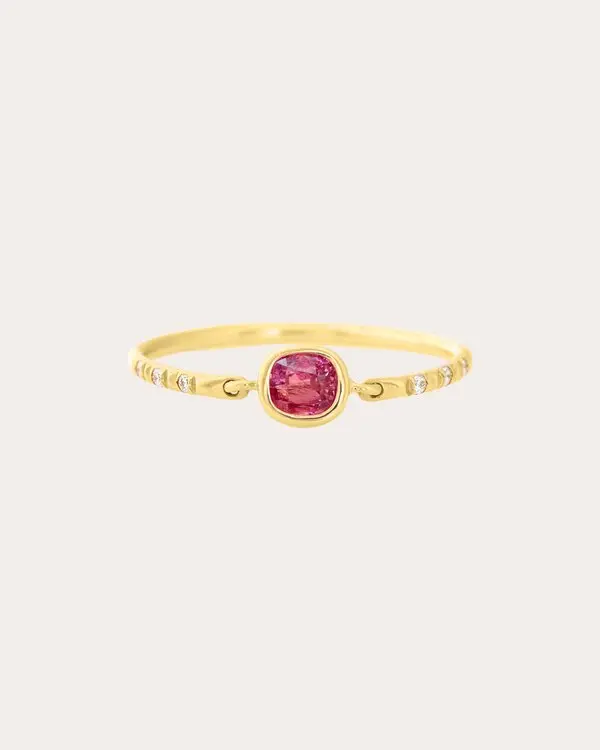 YI COLLECTION Diamond & Raspberry Spinel Petite Circle Ring