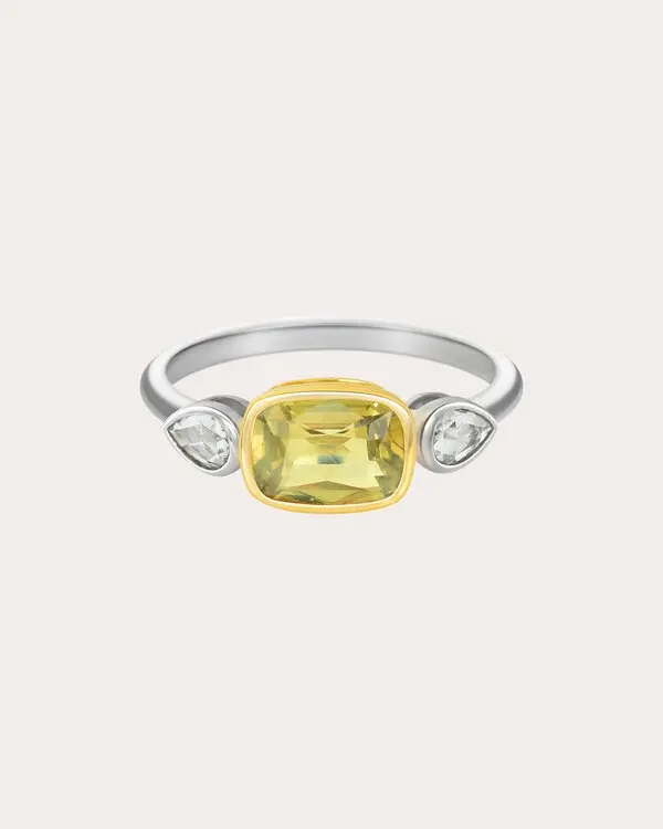 YI COLLECTION Chrysoberyl & Diamond Rose-cut Ring