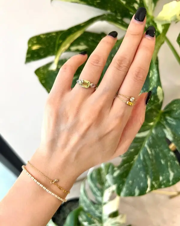 YI COLLECTION Chrysoberyl & Diamond Rose-cut Ring