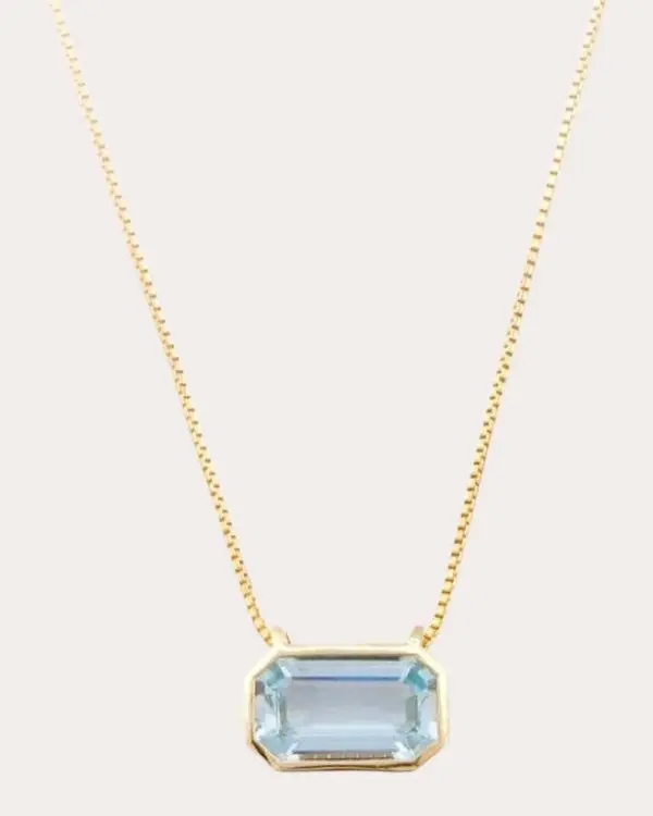 YI COLLECTION Aquamarine Nouveau Pendant Necklace