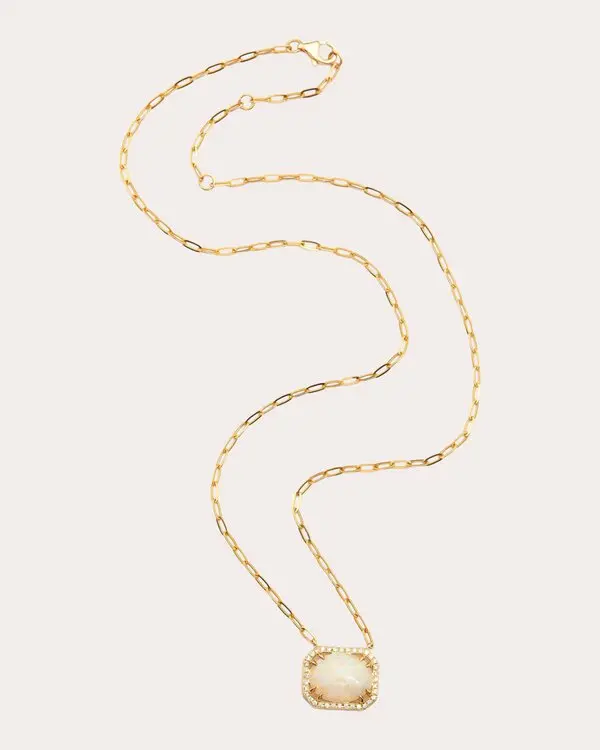 YI COLLECTION Opal & Diamond Portrait Pendant Necklace