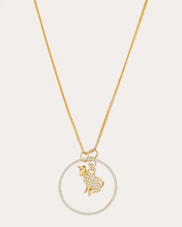 YI COLLECTION Diamond Zodiac Dog Pendant Necklace
