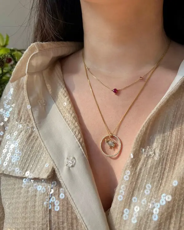 YI COLLECTION Diamond Zodiac Dog Pendant Necklace