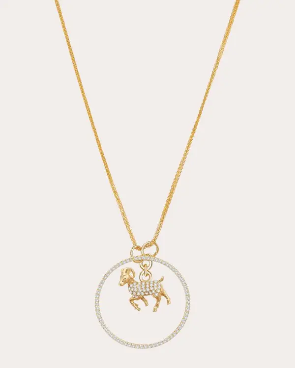 YI COLLECTION Diamond Zodiac Goat Pendant Necklace