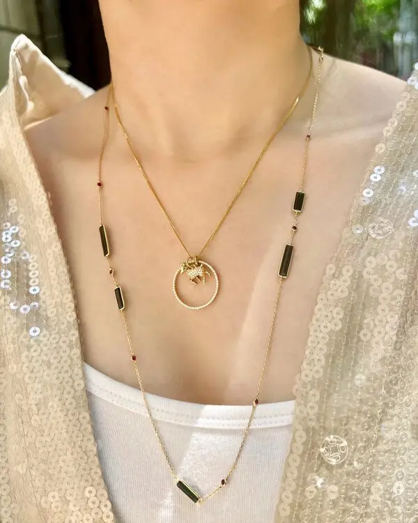YI COLLECTION Diamond Zodiac Goat Pendant Necklace