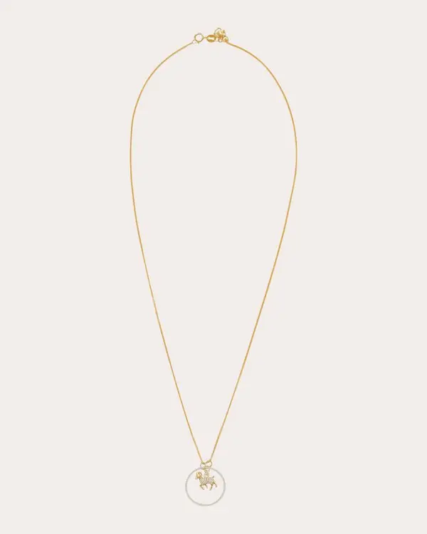 YI COLLECTION Diamond Zodiac Goat Pendant Necklace