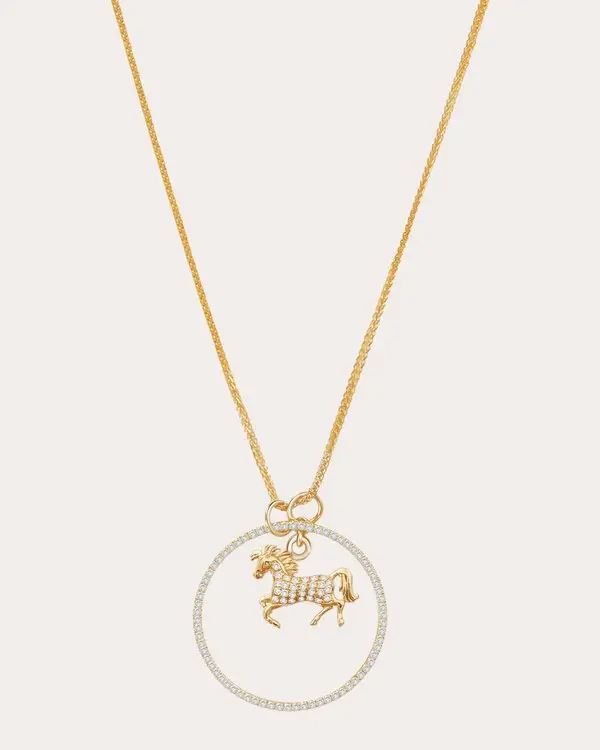 YI COLLECTION Diamond Zodiac Horse Pendant Necklace