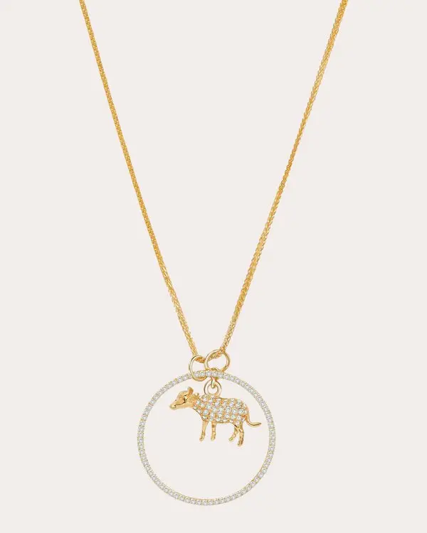 YI COLLECTION Diamond Zodiac Ox Pendant Necklace