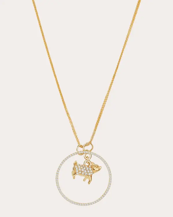 YI COLLECTION Diamond Zodiac Pig Pendant Necklace