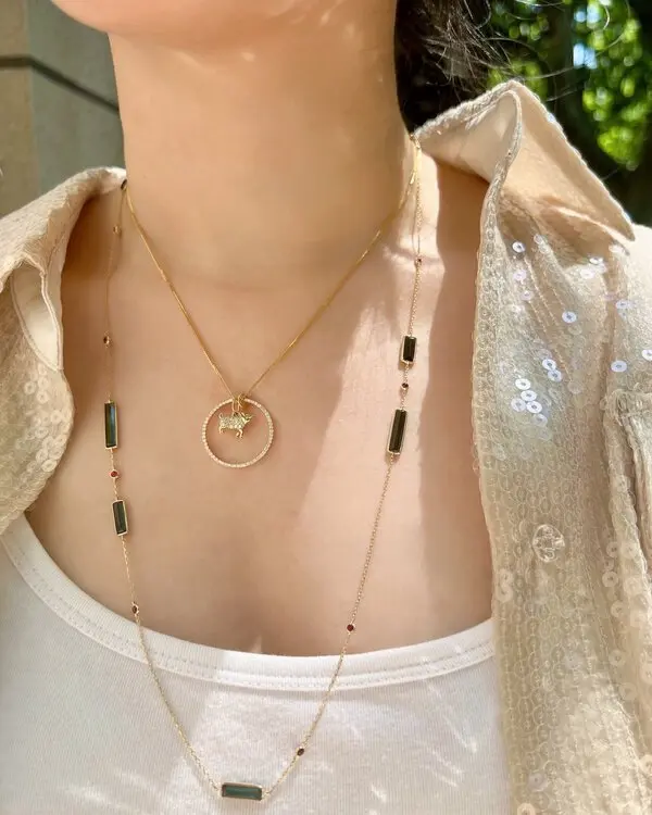 YI COLLECTION Diamond Zodiac Pig Pendant Necklace