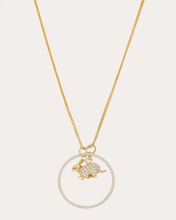 YI COLLECTION Diamond Zodiac Rabbit Pendant Necklace