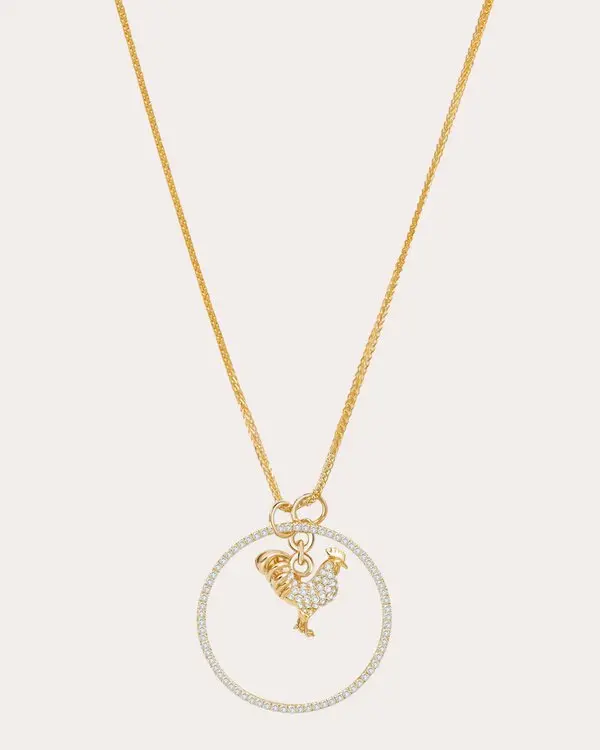 YI COLLECTION Diamond Zodiac Rooster Pendant Necklace