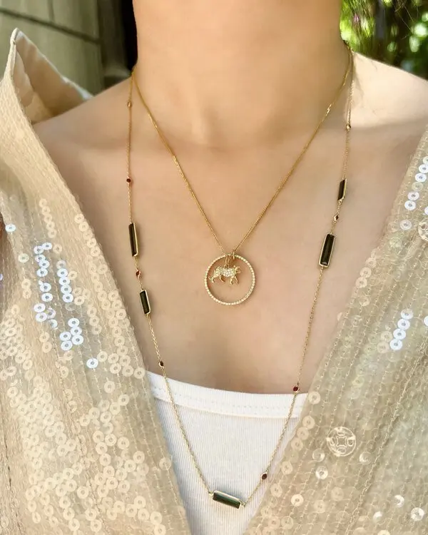 YI COLLECTION Diamond Zodiac Tiger Pendant Necklace