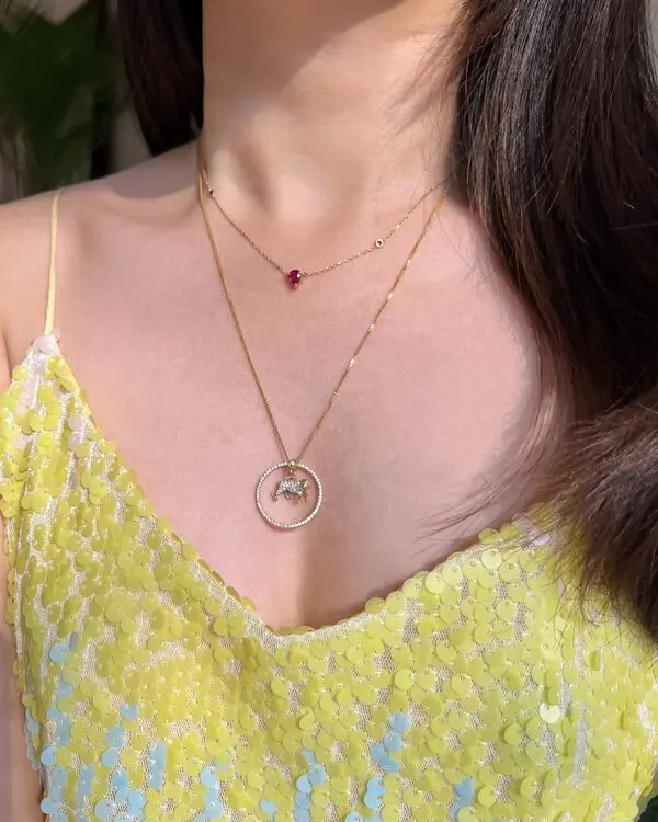 YI COLLECTION Diamond Zodiac Tiger Pendant Necklace