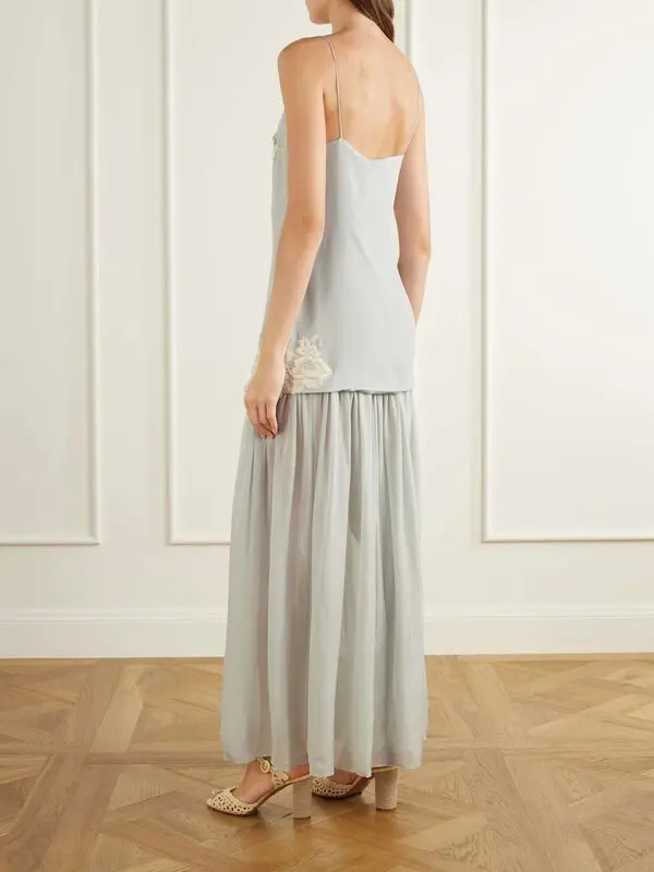 SIR. Noria Lace-trimmed Silk Crepe De Chine Maxi Dress